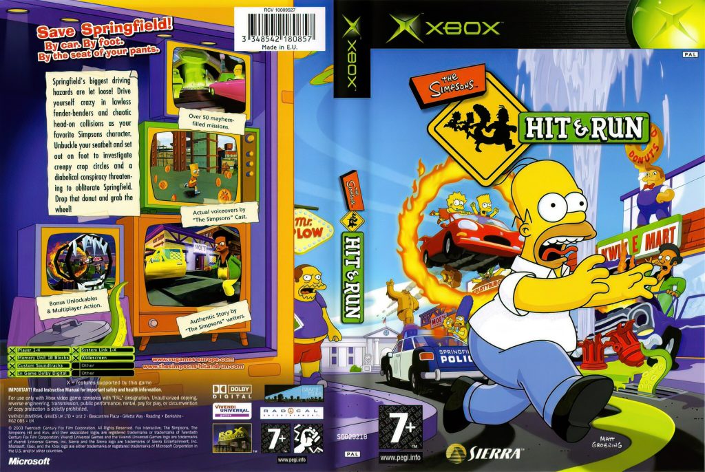 The Simpsons: Hit & Run – 2003 Xbox Box Art – MD5 Gaming