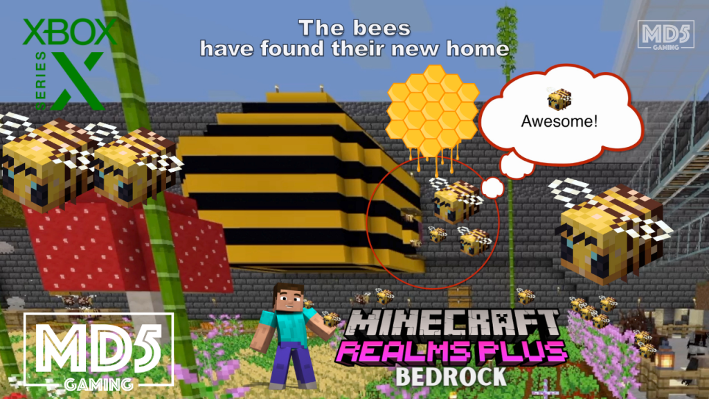 Bee Home Build Honey Farm 🐝 🍯 – Minecraft Bedrock Realms Plus Hard ...
